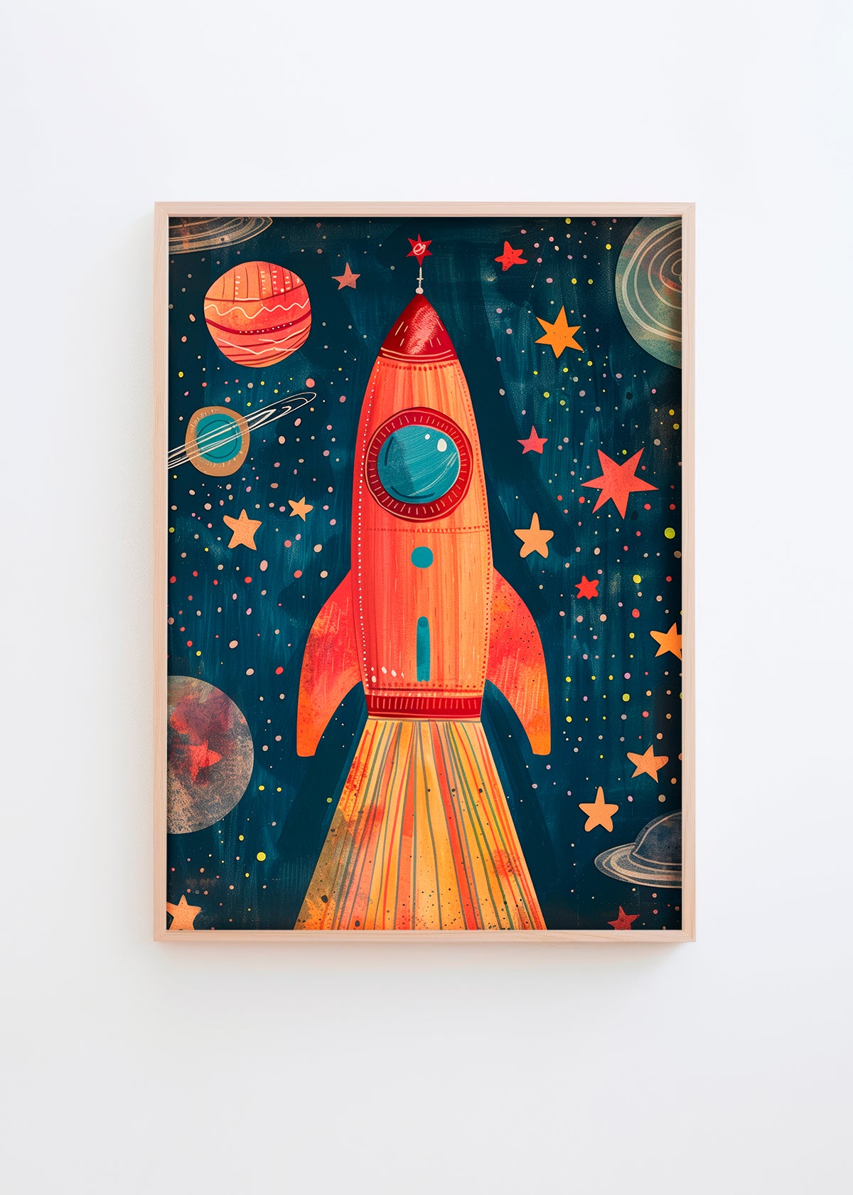 Space Boy – Färgglad rymdposter för barnrum | HelloPoster – HelloPoster.com